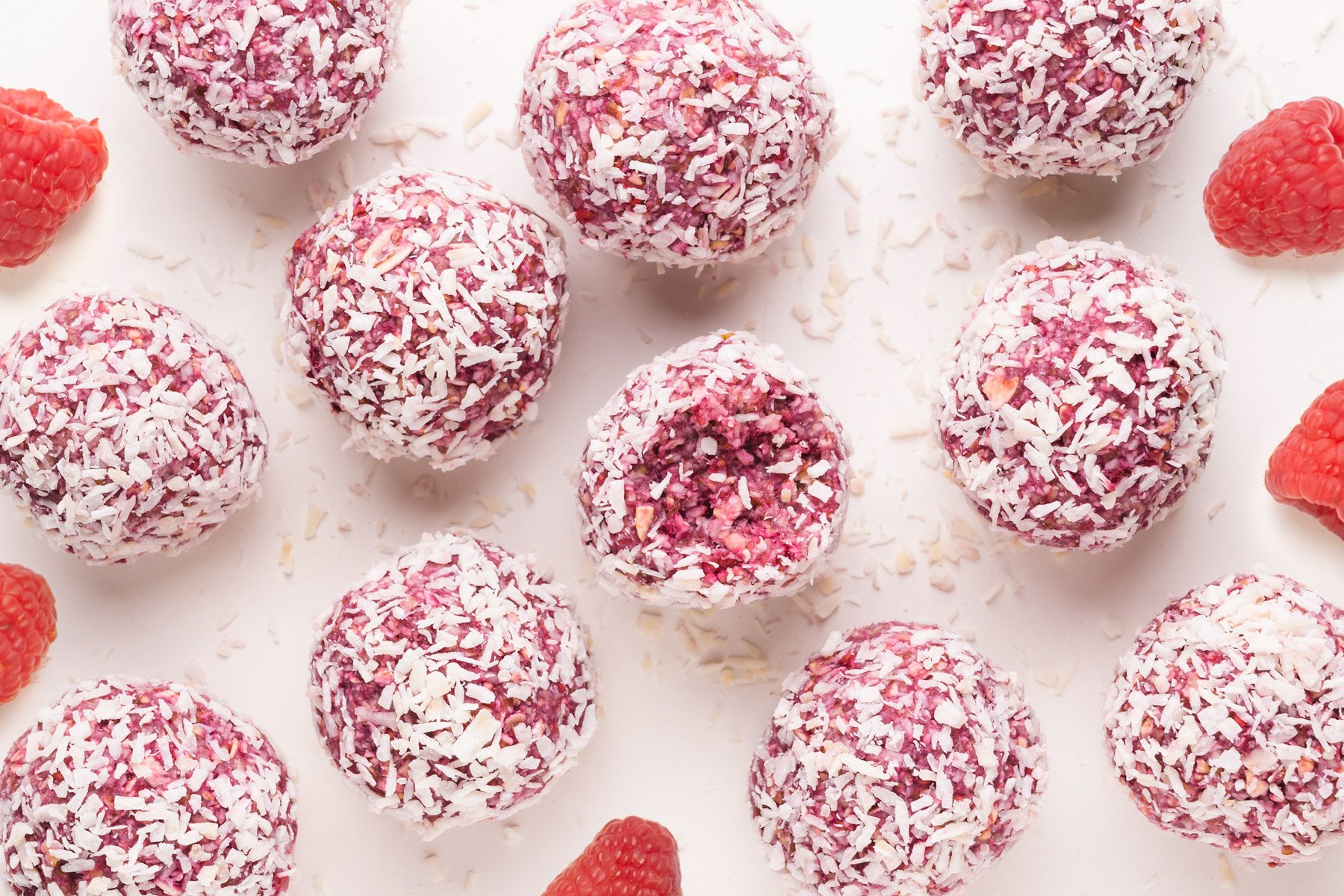 Deliciously Easy Raspberry Bliss Balls With Coconut - Namely Marly
